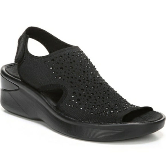 Bzees | Shoes | Bzees Saucy Black Rhinestone Bling Sandals Shoes | Poshmark